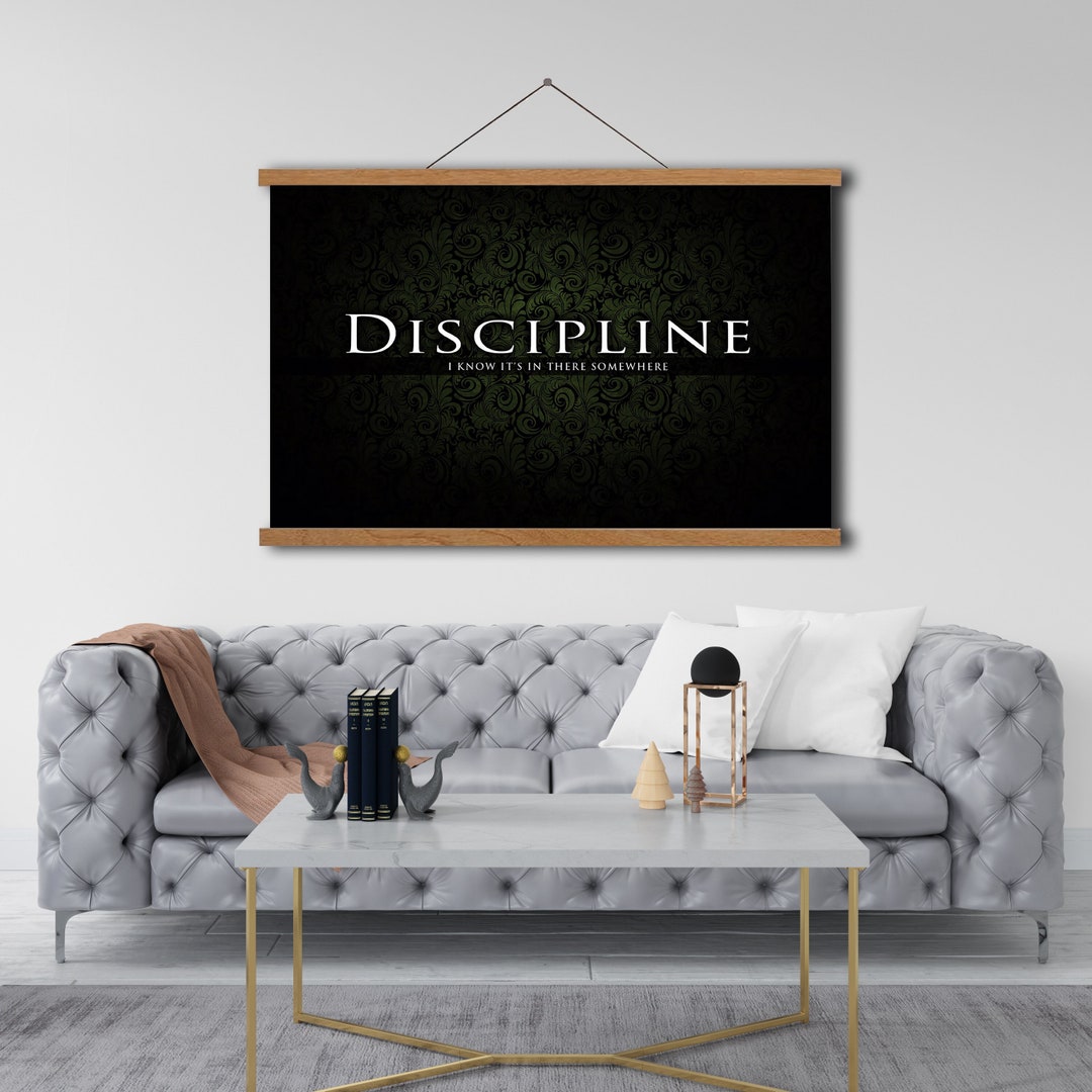 Framed DISCIPLINE Quote Canvas Poster, Definition Wall Art Entrepreneur ...