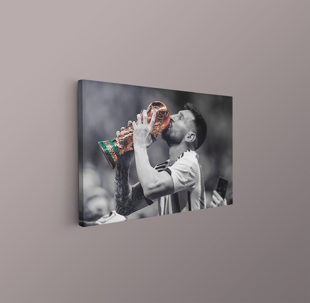 Lionel Messi Leinwand Poster, WM 2022 Poster, argentinische Fußballlegende, Fußballspieler ...