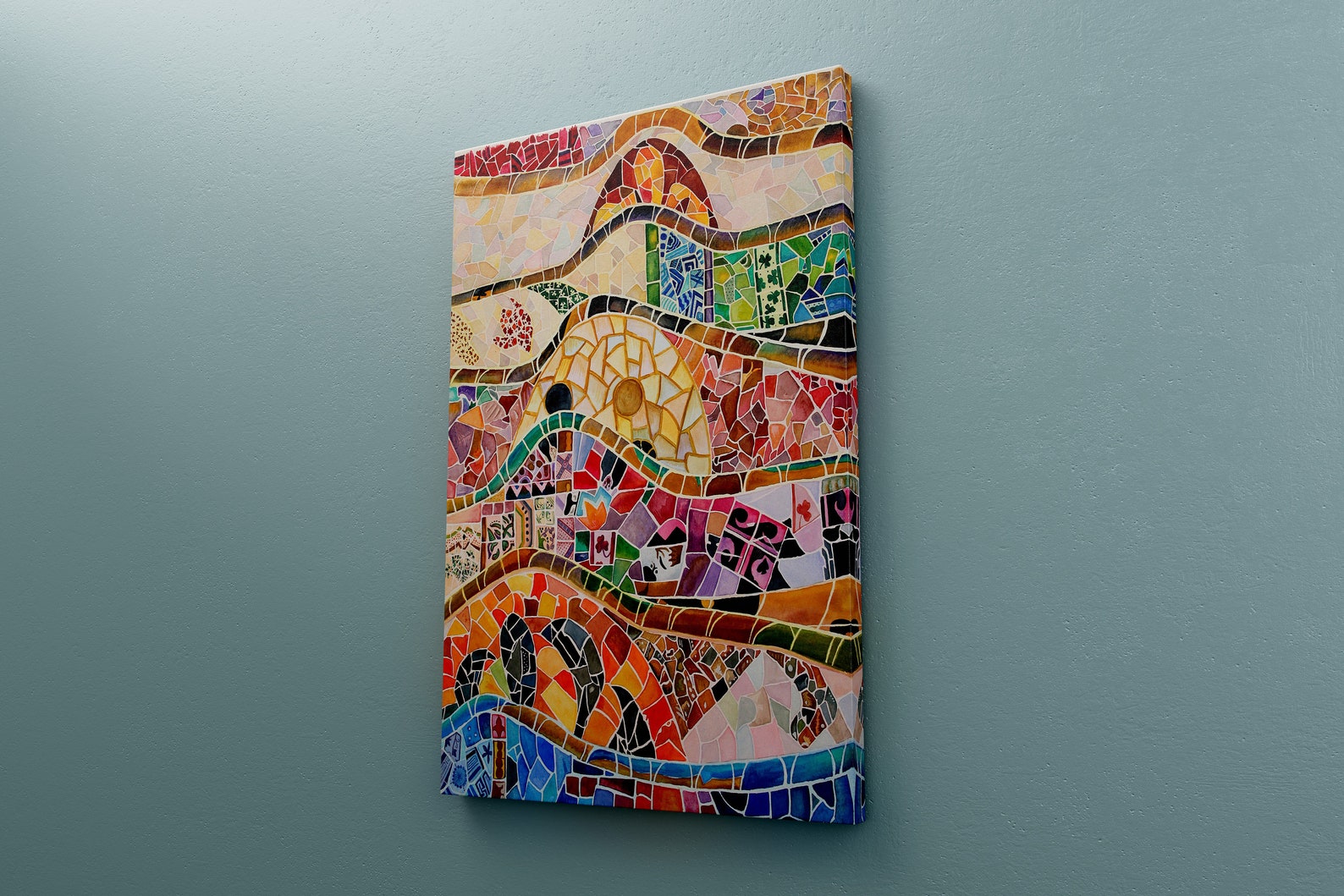 Barcelona Mosaic Canvas, Antoni Gaudi, Abstract Print, Abstract Canvas ...