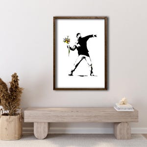 Rage Flower Thrower Canvas Poster, Flower Thrower Banksy Canvas Art ...