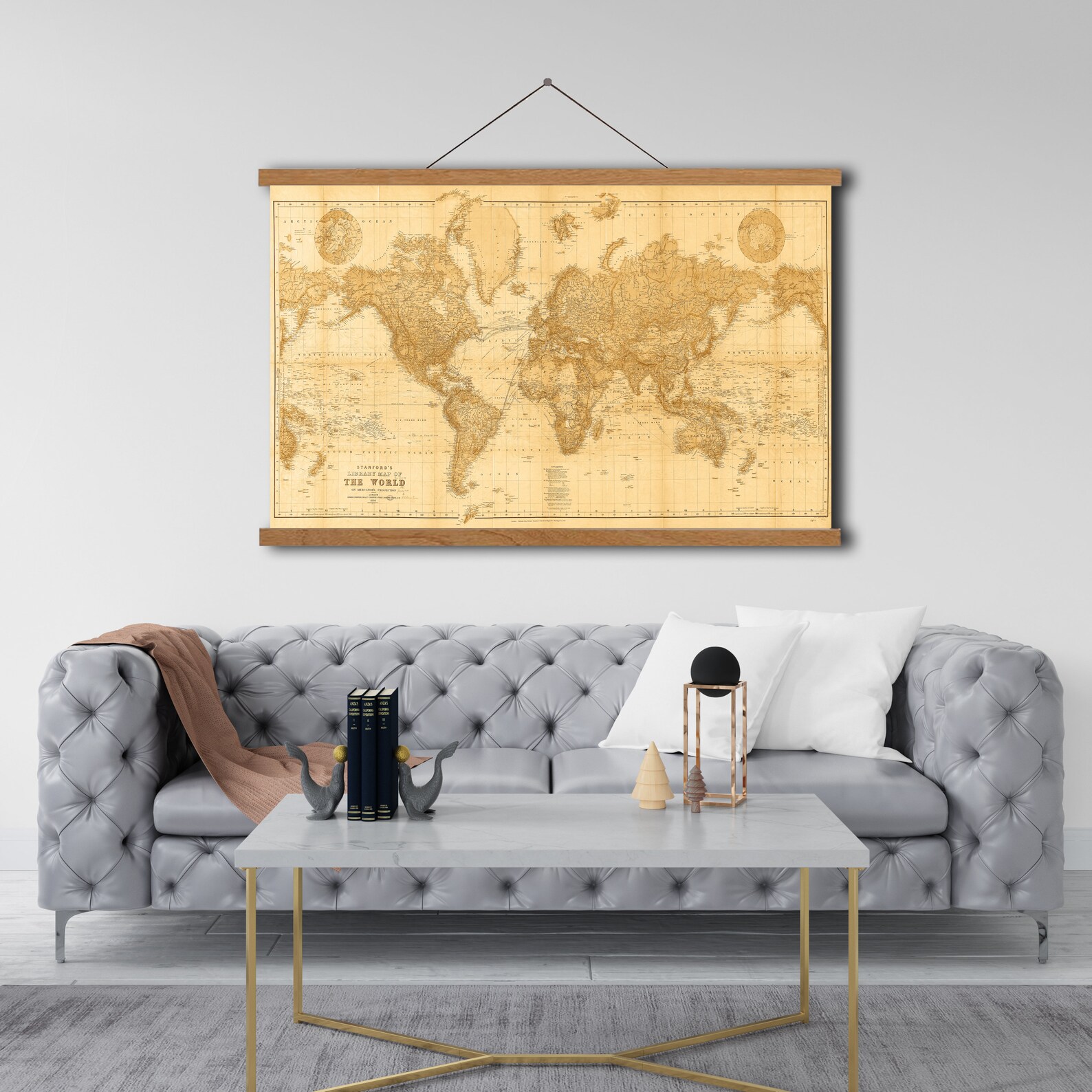 Beautiful World Map Canvas, Vintage Atlas Mercator Projection 1898 ...