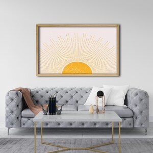 Boho Horizontal Sun Canvas, Yellow Sun Poster, Sunrise Wall Art, Boho ...