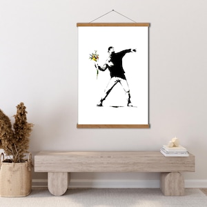 Rage Flower Thrower Canvas Poster, Flower Thrower Banksy Canvas Art ...