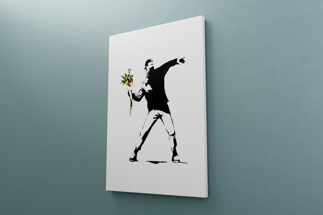 Rage Flower Thrower Canvas Poster, Flower Thrower Banksy Canvas Art ...