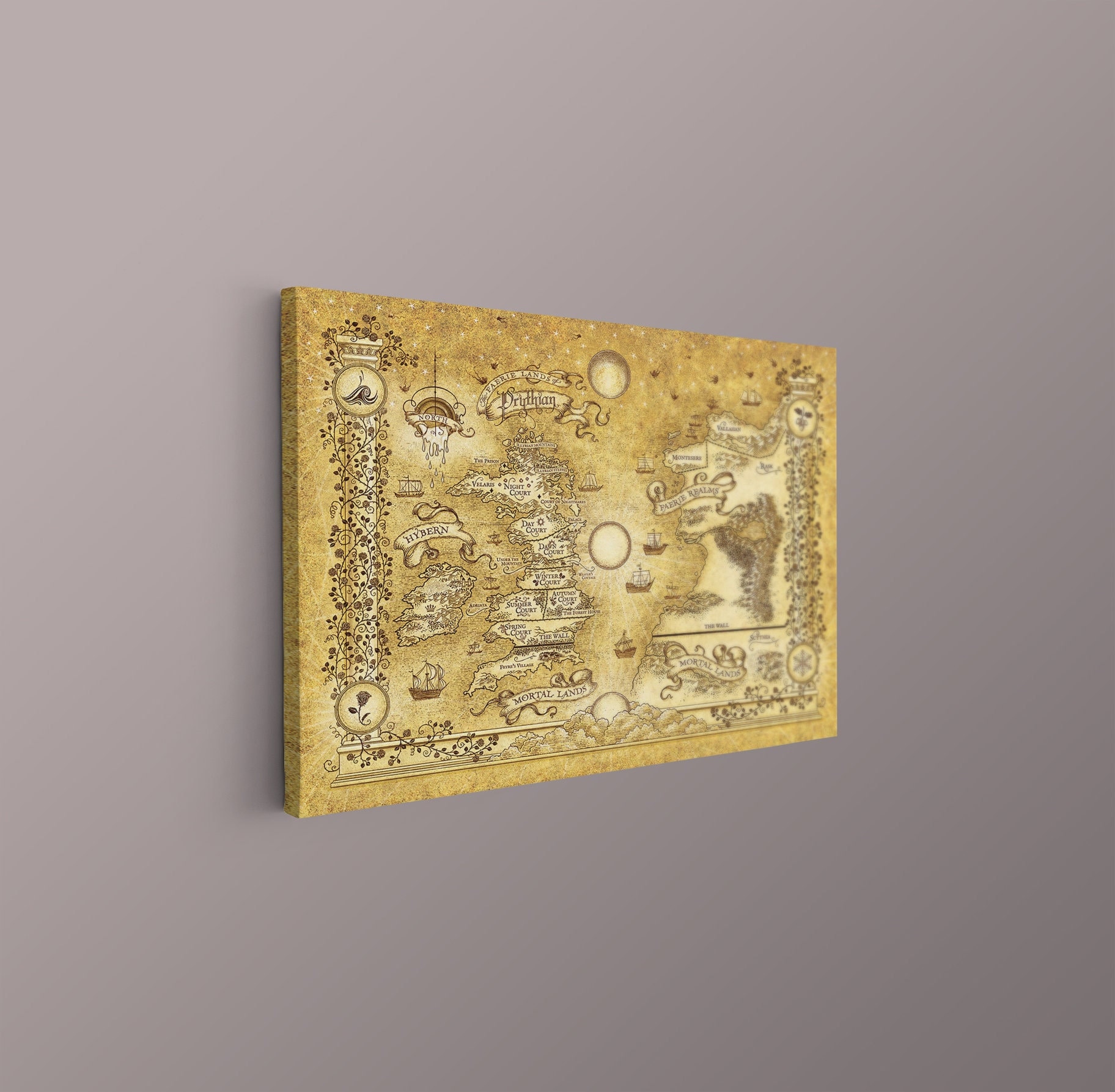 ACOTAR World Map Canvas, Court of Thorns and Roses Series Written by ...