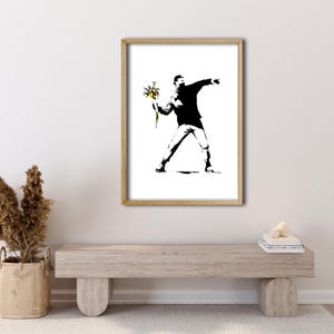 Rage Flower Thrower Canvas Poster, Flower Thrower Banksy Canvas Art ...