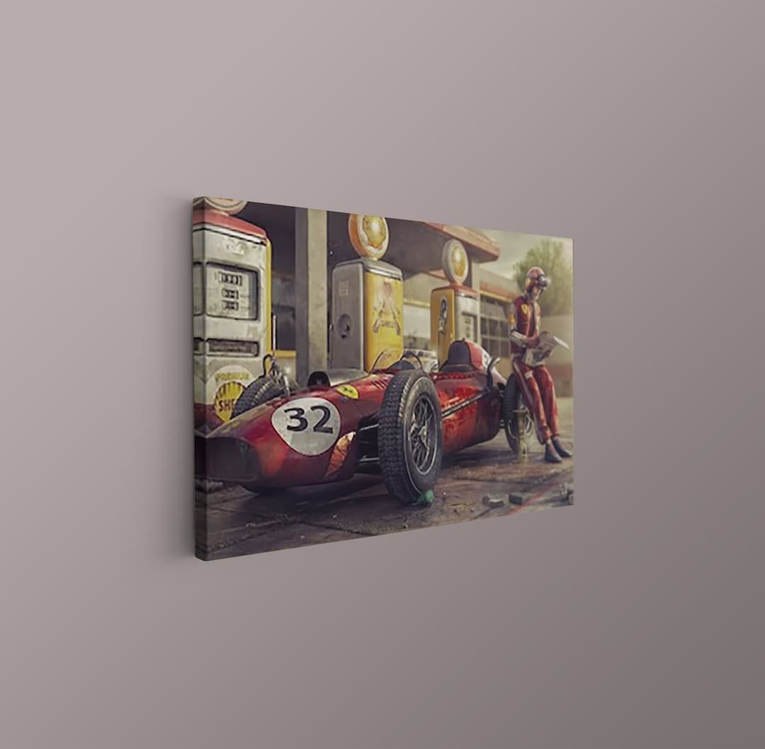 Vintage Ferrari Canvas Poster, Vintage Racing Car, Racing Car Canvas ...
