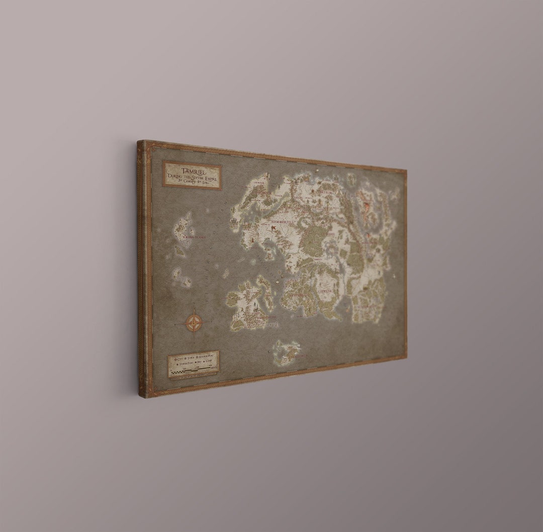 Map of Tamriel Canvas Poster, Tamriel From the Elder Scrolls, High ...