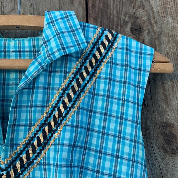 Amazing and Rare Vintage 1950’s Turquoise Plaid Patio… - Gem