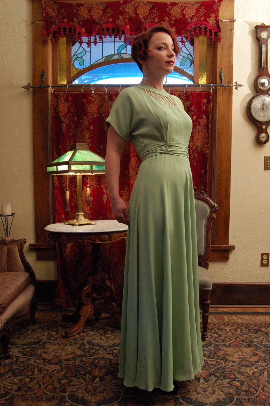Rare Vintage 1940s Party Line by Emma Domb Pistachio Green, Bias Cut ...