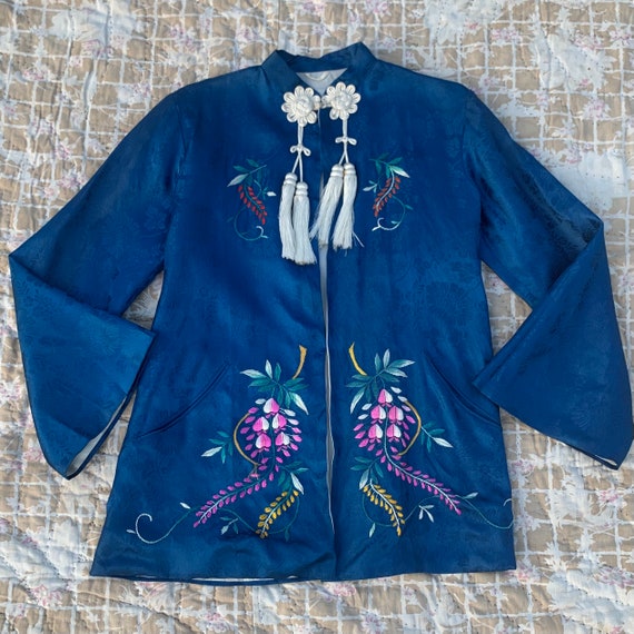 Rare Vintage 1920’s Deep Royal Blue Chinese Silk Loun… - Gem