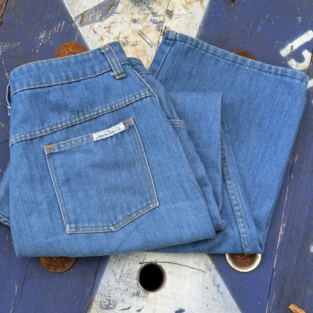 1970s Sears High Waist Wide Leg Jeans: Vintage Distressed Denim (30x30 ...