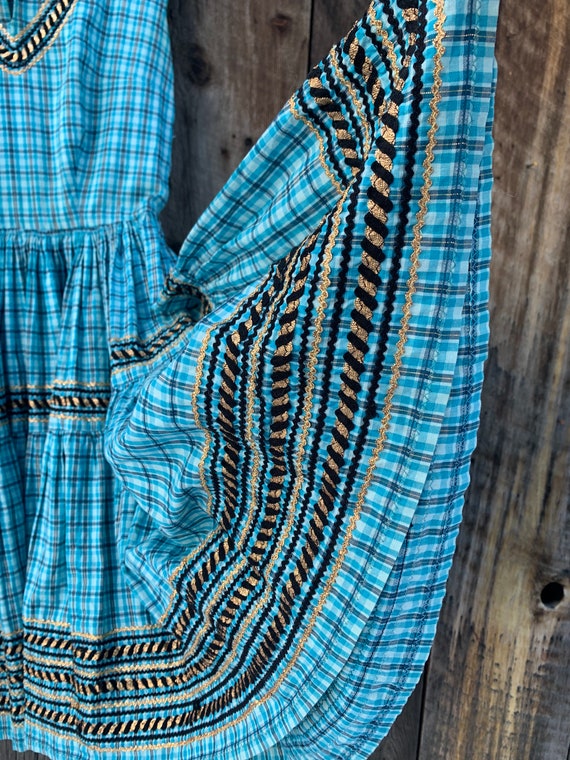 Amazing and Rare Vintage 1950’s Turquoise Plaid Patio… - Gem