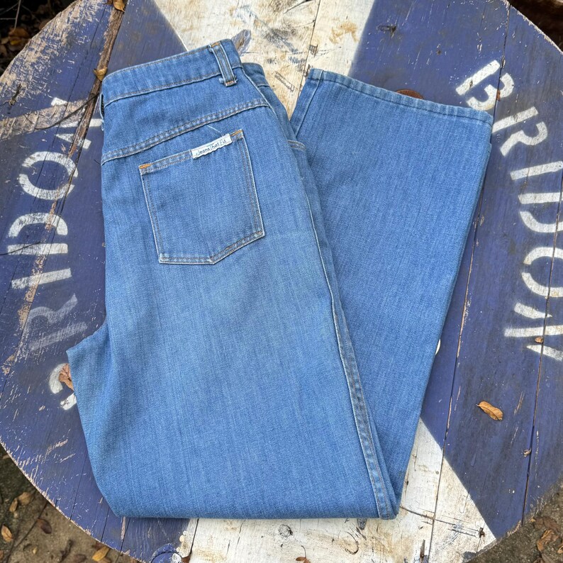 1970s Sears High Waist Wide Leg Jeans: Vintage Distressed Denim (30x30 ...