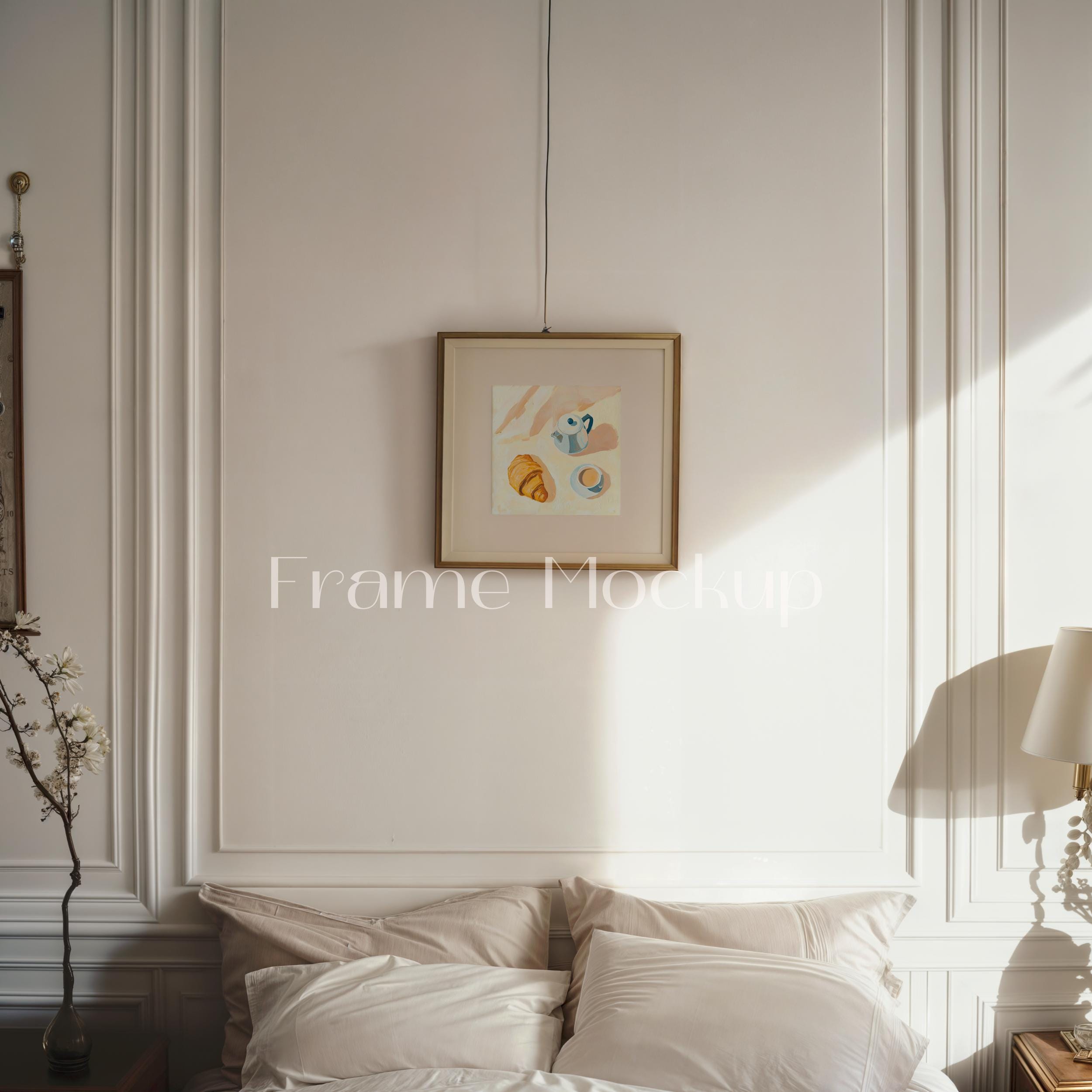 Square Frame Mockup, Bedroom Scene, Wood Floater PSD (digital Download ...