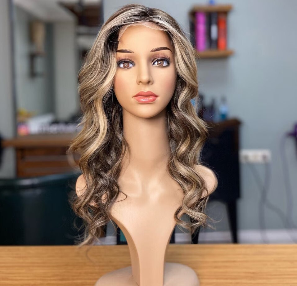 6x6" Lace Base Topper | Ash Blonde Balayage | Luxury Human Hair Topper ...
