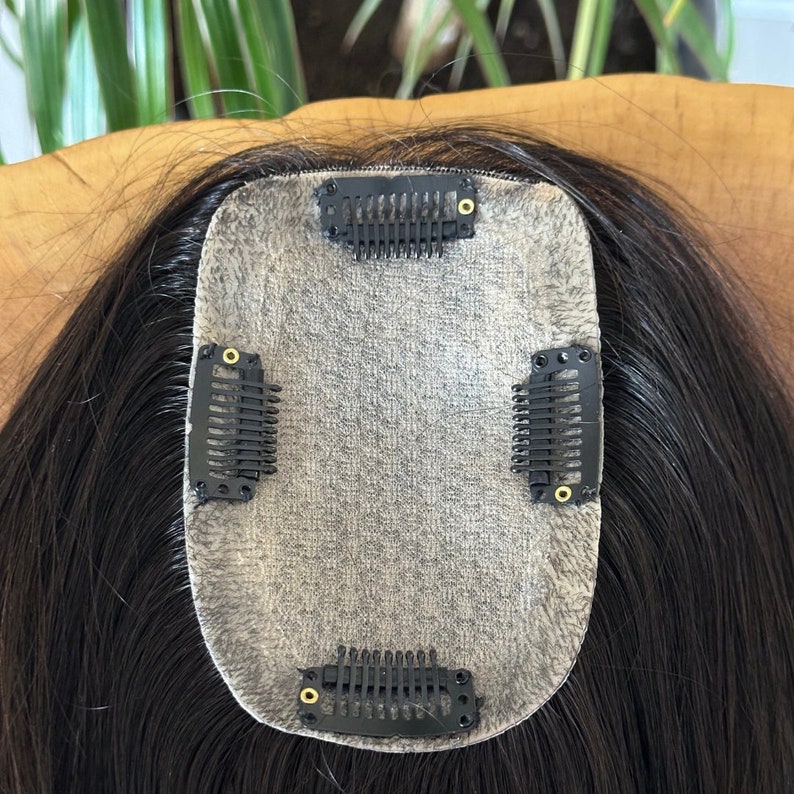 8x12 CM Silk Base Topper Black Human Hair Topper Luxury Premium Hair ...