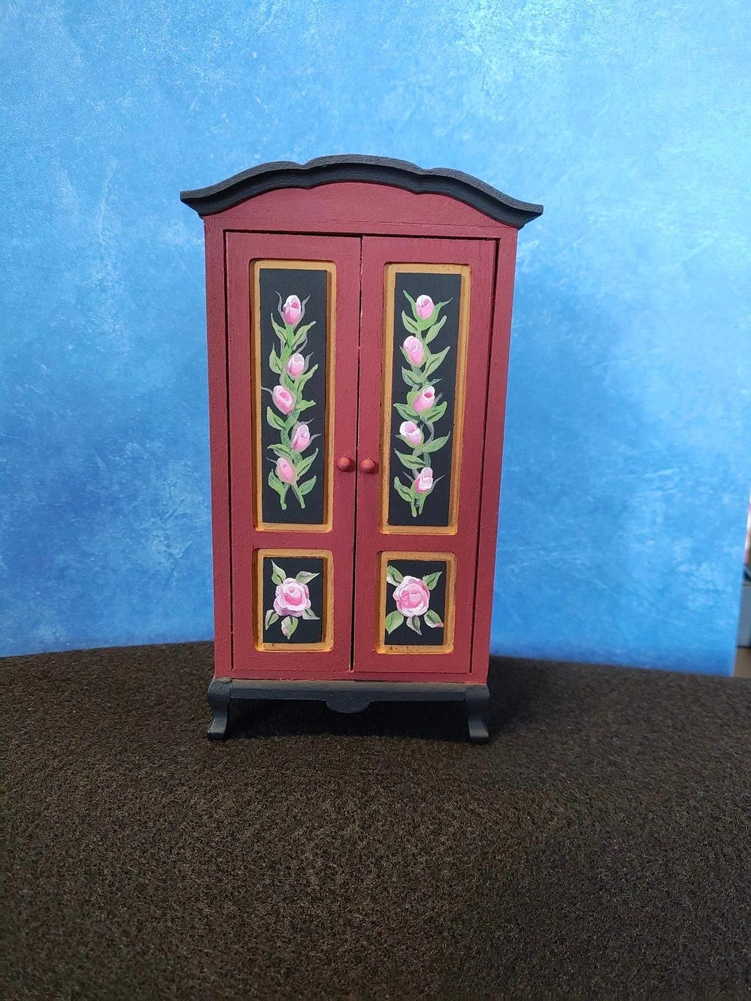 Miniature Armoire | Country Rose | Hand Painted Doll House Furniture ...