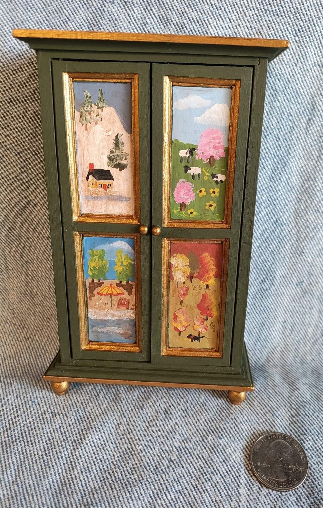 Miniature Armoire | Four Seasons | Hand Painted Doll House Furniture ...