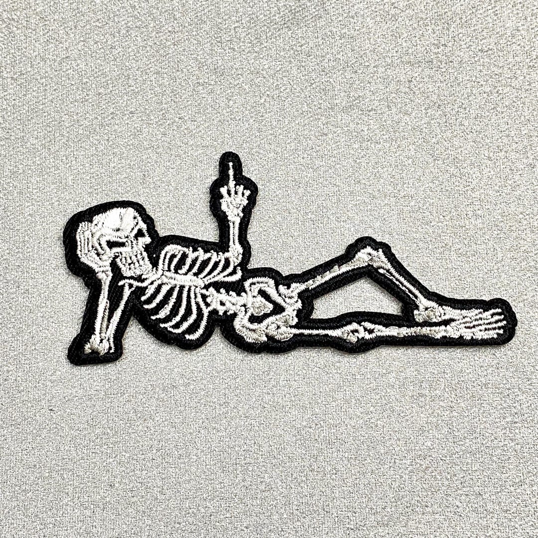 Skeleton Middle Finger Patch DIY Embroidered Iron on Patch for Clothes ...