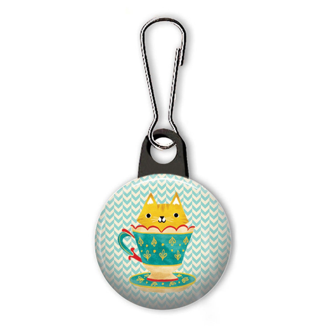 Teacup Kitty Zipper Pull. Teacup Cat Charm. Cat Zipper Pull. Gifts for ...