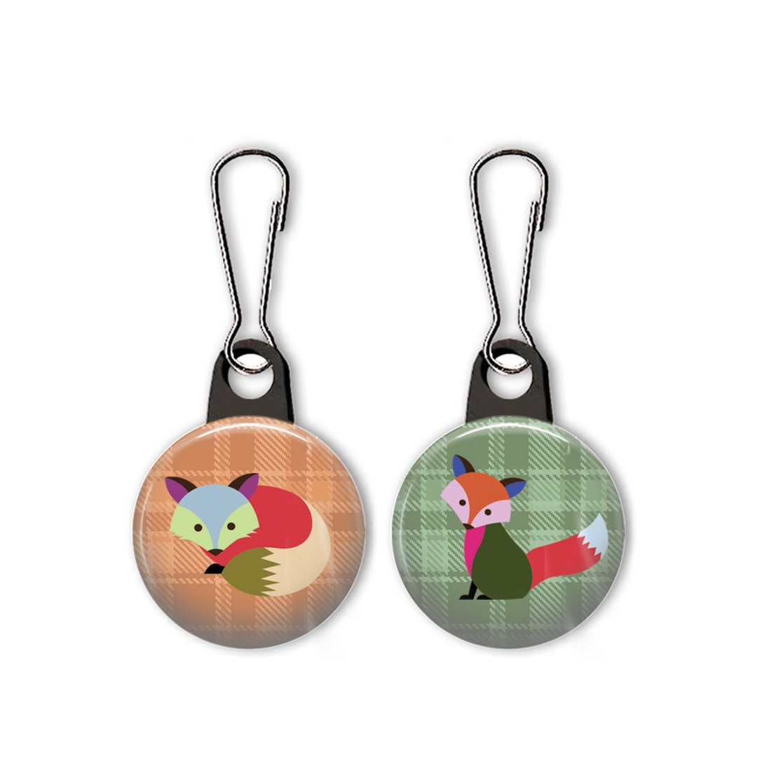 Plaid Fox Zipper Pull. Plaid Fox Charm. Colorful Plaid Fox. Cozy Fox ...