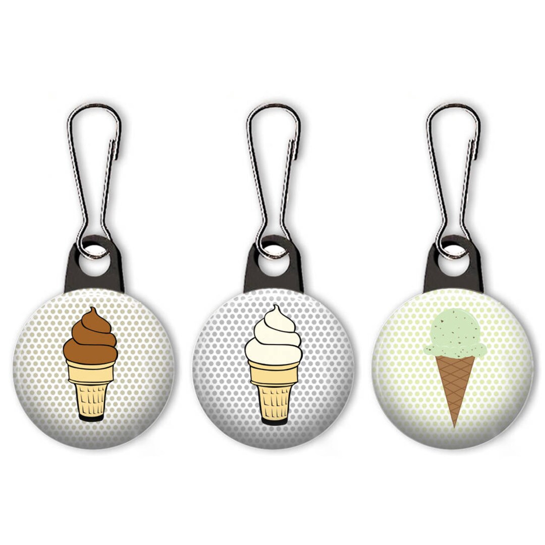Ice Cream Cone Zipper Pull. Ice Cream Cone Charm. Peppermint Ice Cream ...