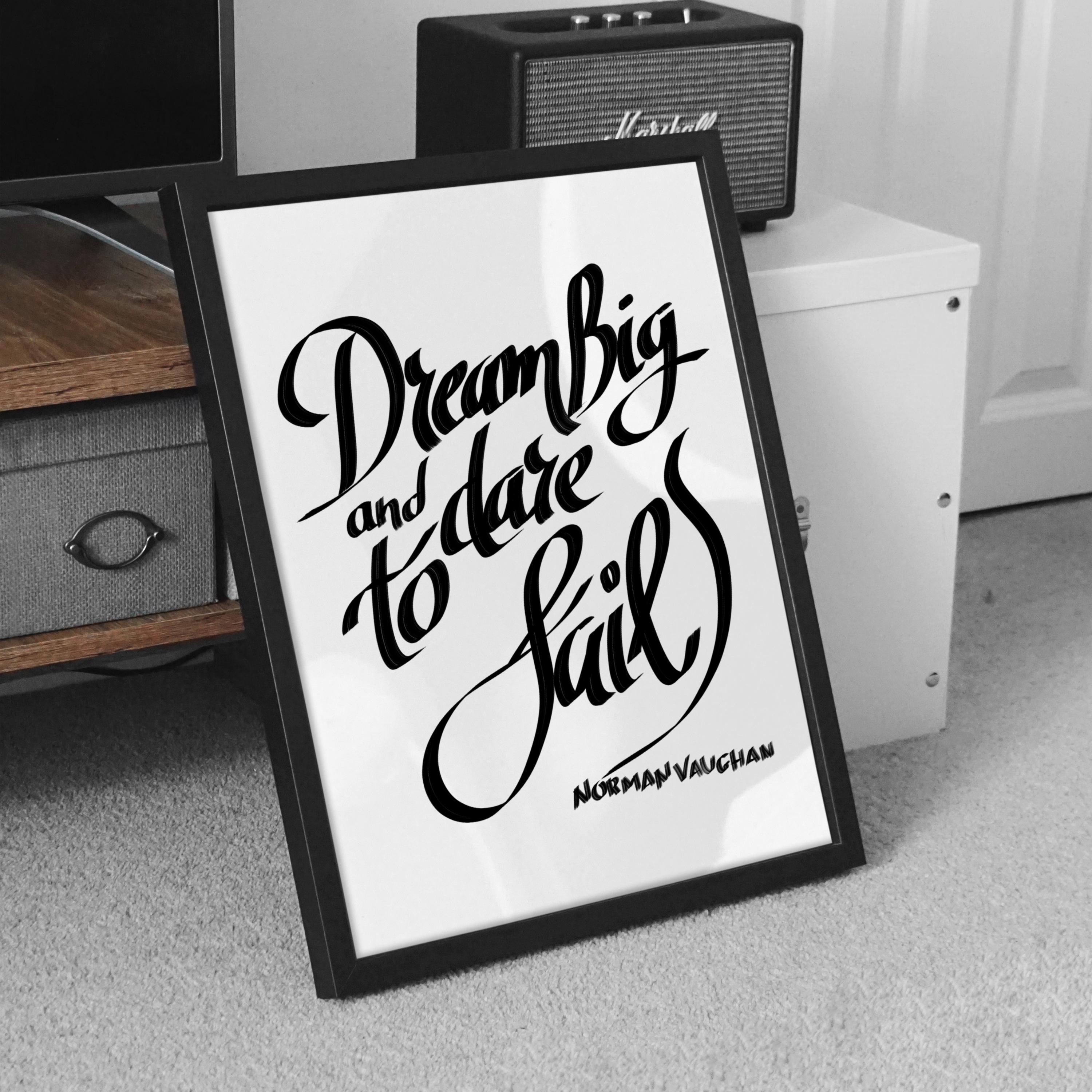 Inspirational Quote Wall Art, Dream Big Dare to Fail, Motivational ...
