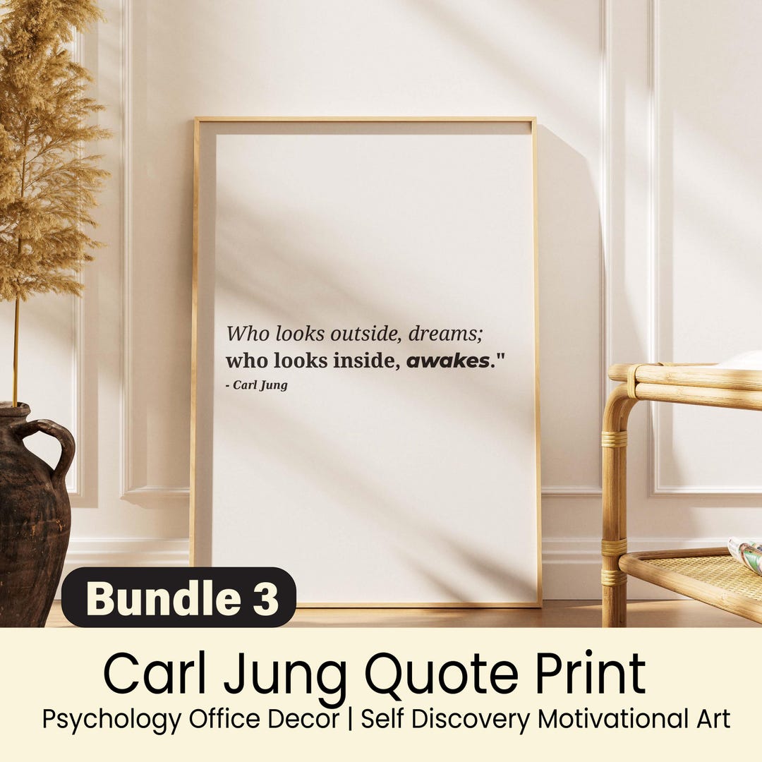 Carl Jung Quote Print | Who Looks Inside Awakes Poster | Psychology ...
