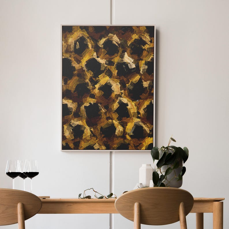 Abstract Gold Black Art Large Abstract Black Gold Oil Painting Print ...