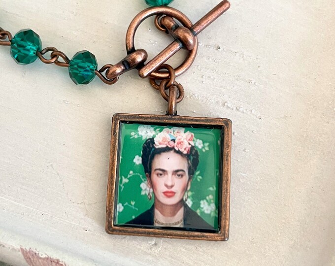 Frida III- Frida Kahlo Emerald Crystal Bracelet - Green Crystal ...