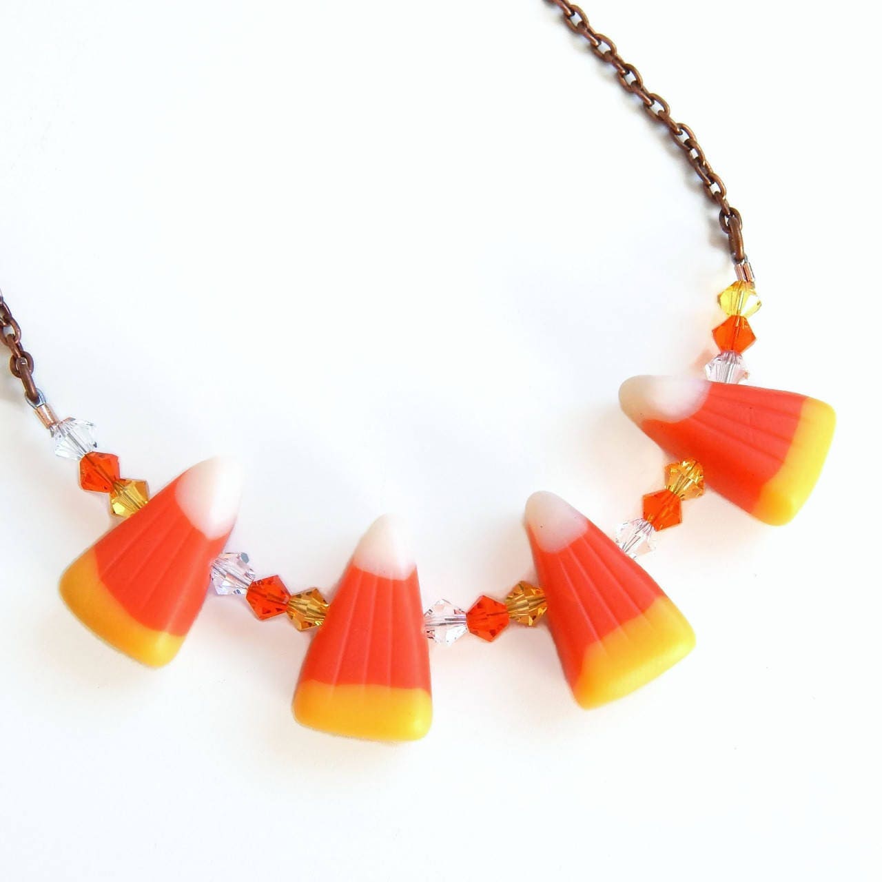 Candy Corn Necklace Halloween Necklace Halloween Jewelry Swarovski ...