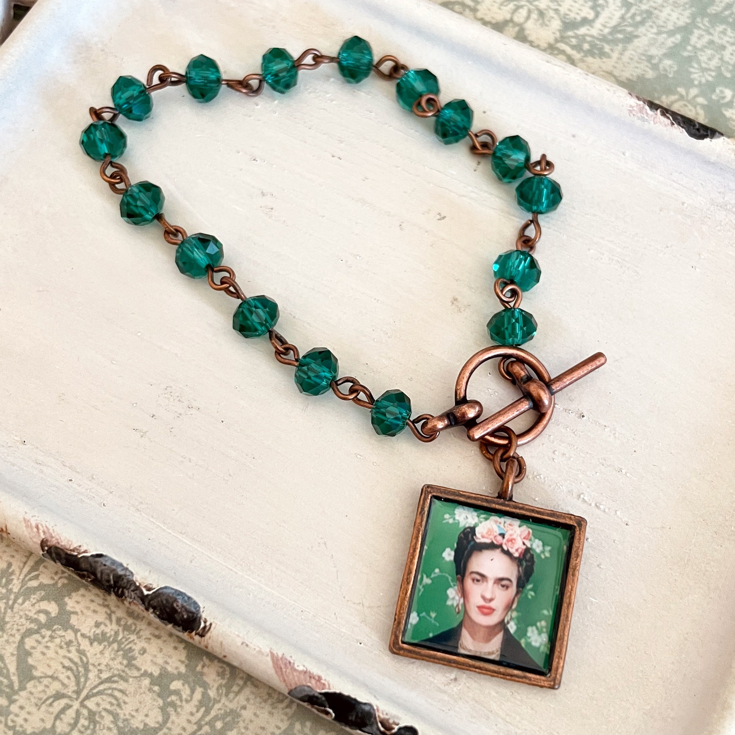 Frida III Frida Kahlo Emerald Crystal Bracelet Green Crystal Bracelet ...