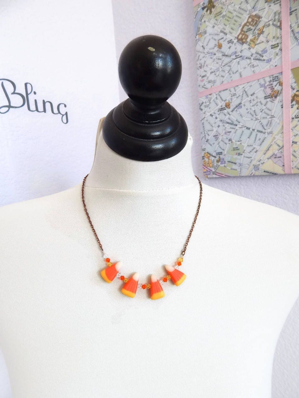 Candy Corn Necklace Halloween Necklace Halloween Jewelry Swarovski ...