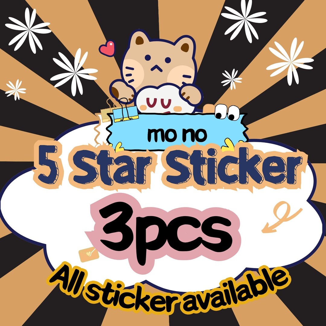 Mono 5 Star Sticker 3xpcs,mono Star Sticker All 5 Star Sticker Card ...