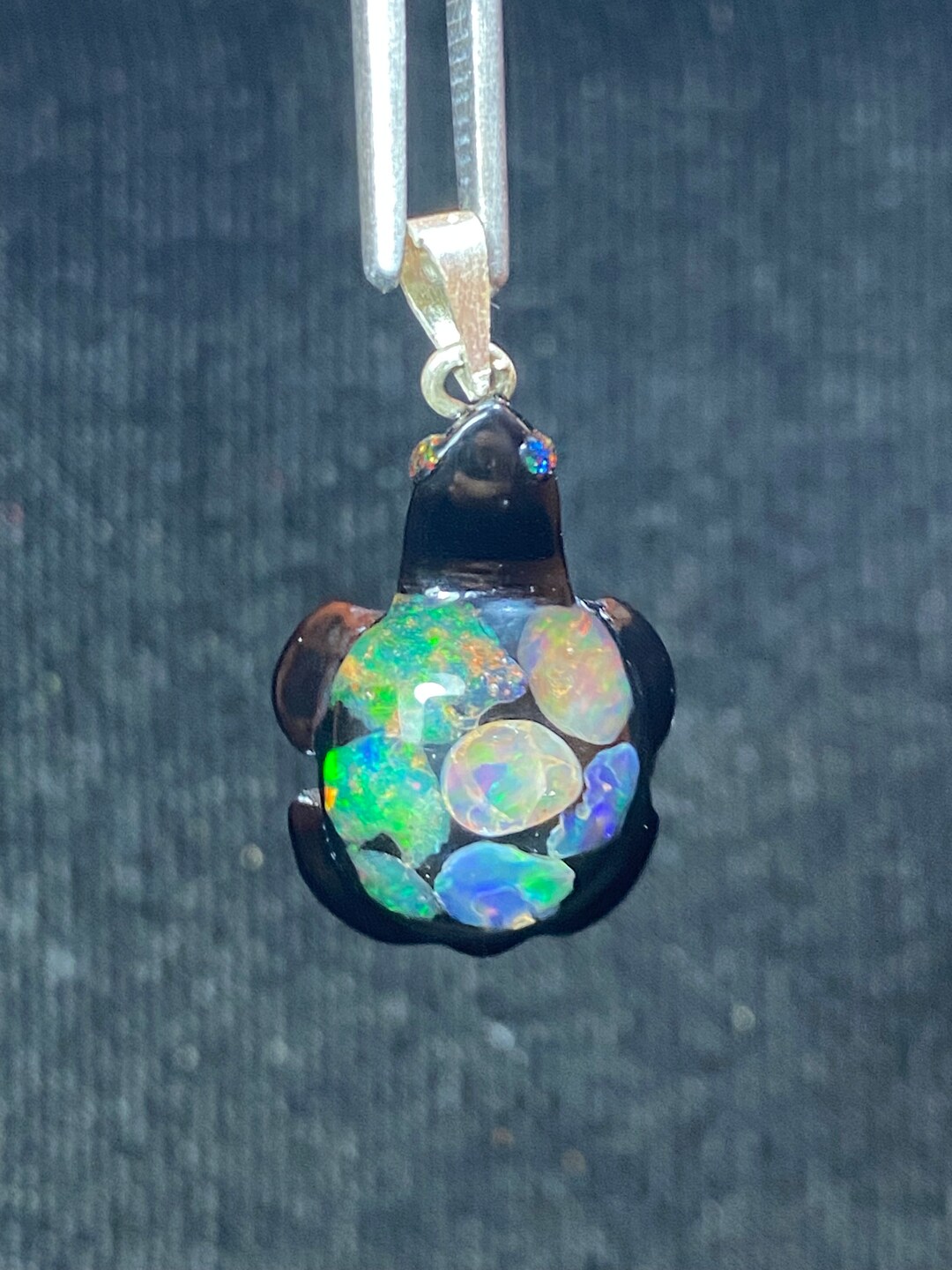 Beautiful Turtle in Resin With Opals of Beautiful Sparkles and Silver ...