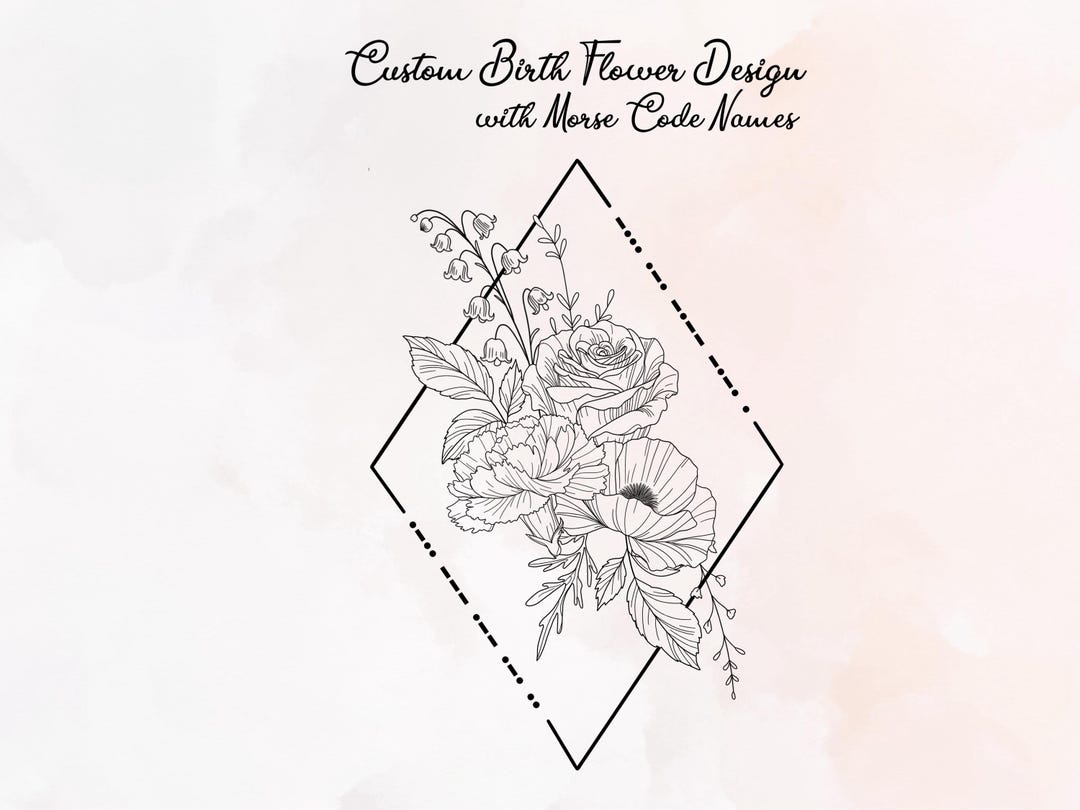 Birth Month Flower Arrangement Custom Names in Morse Code Flat Lay ...