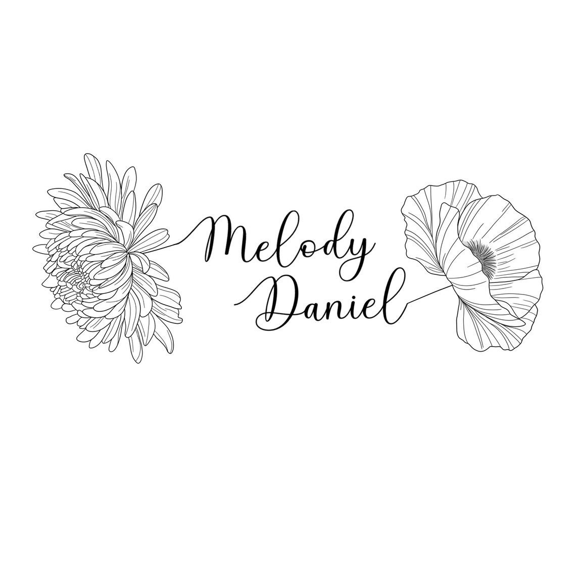 Custom Floral Name Design, Two Names Birth Month, Custom Lovers Gift ...