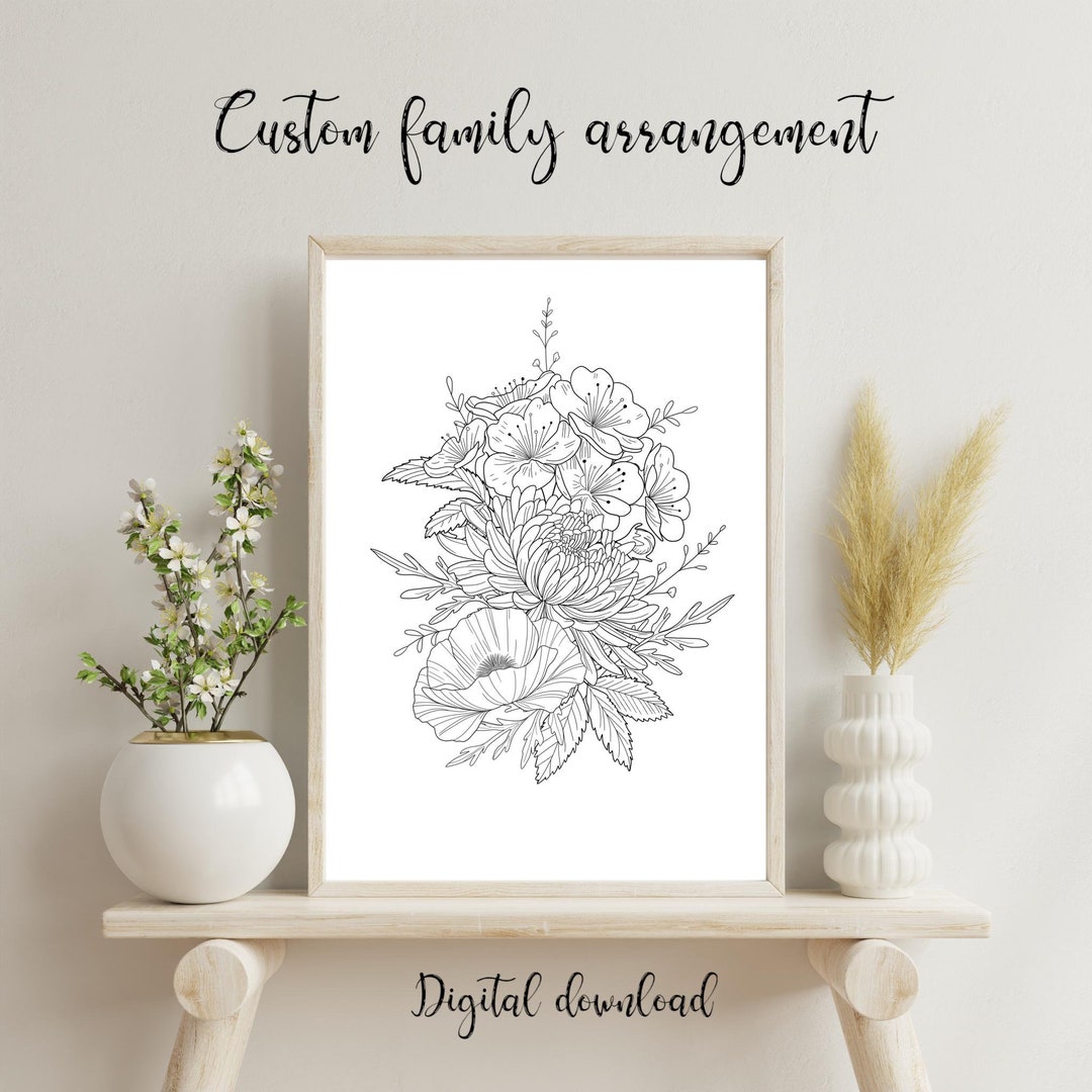 Family Birth Flower Arrangement Design, 1-2 Day Turnaround, Birthday ...