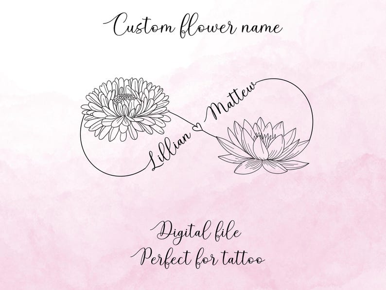 Custom Birth Flower Infinity Symbol Tattoo Design With Names ...