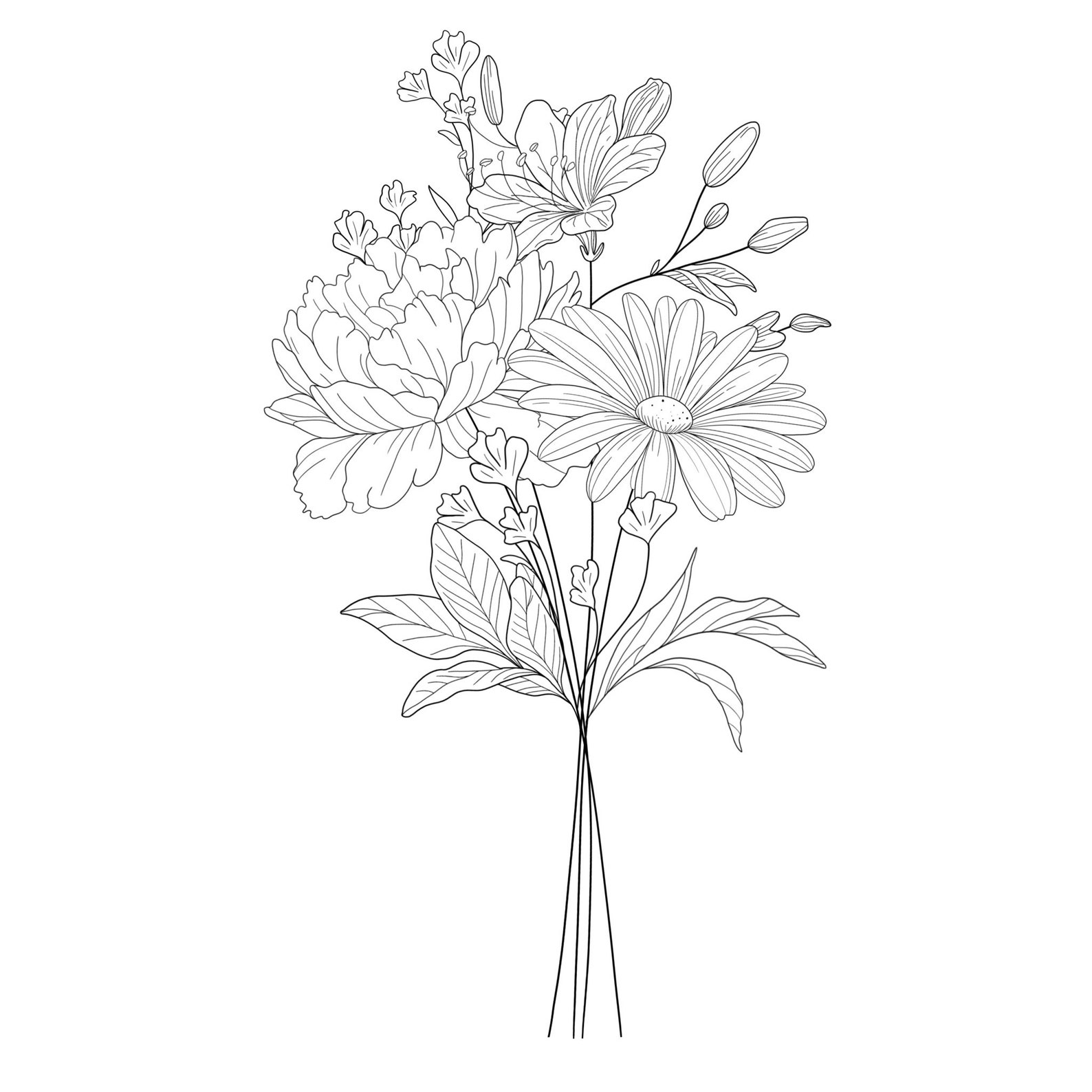 Custom Delicate Birth Flower Tattoo, Wildflower Birth Month Tattoo ...