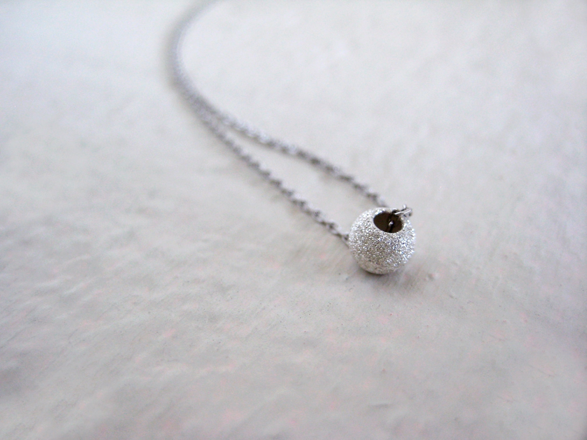 Sparkle Bead Necklace Sterling Silver Bead, Stardust Bead Necklace ...