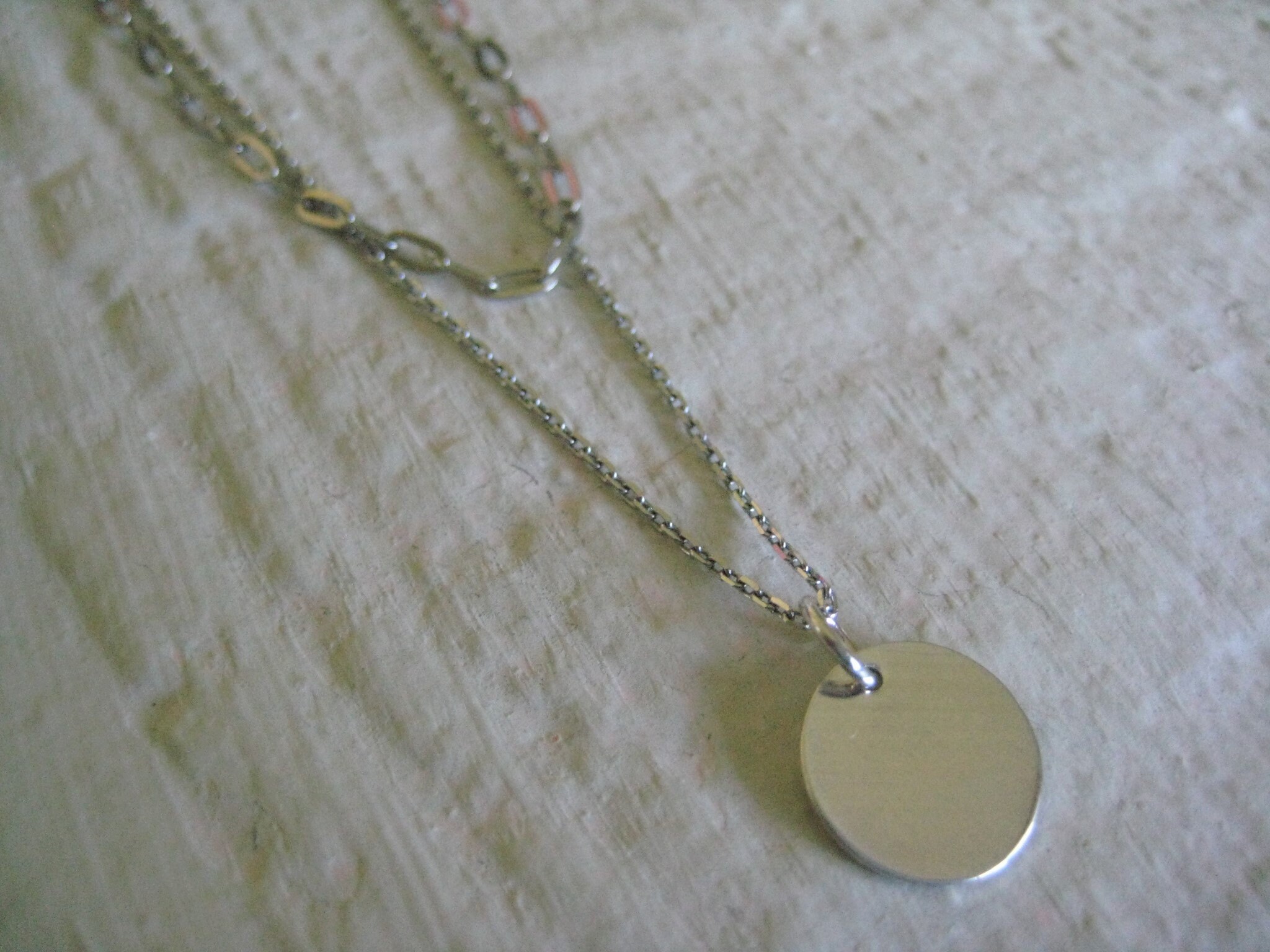 Sterling Silver Layered Disc Necklace-double Chain Necklace, Simple ...