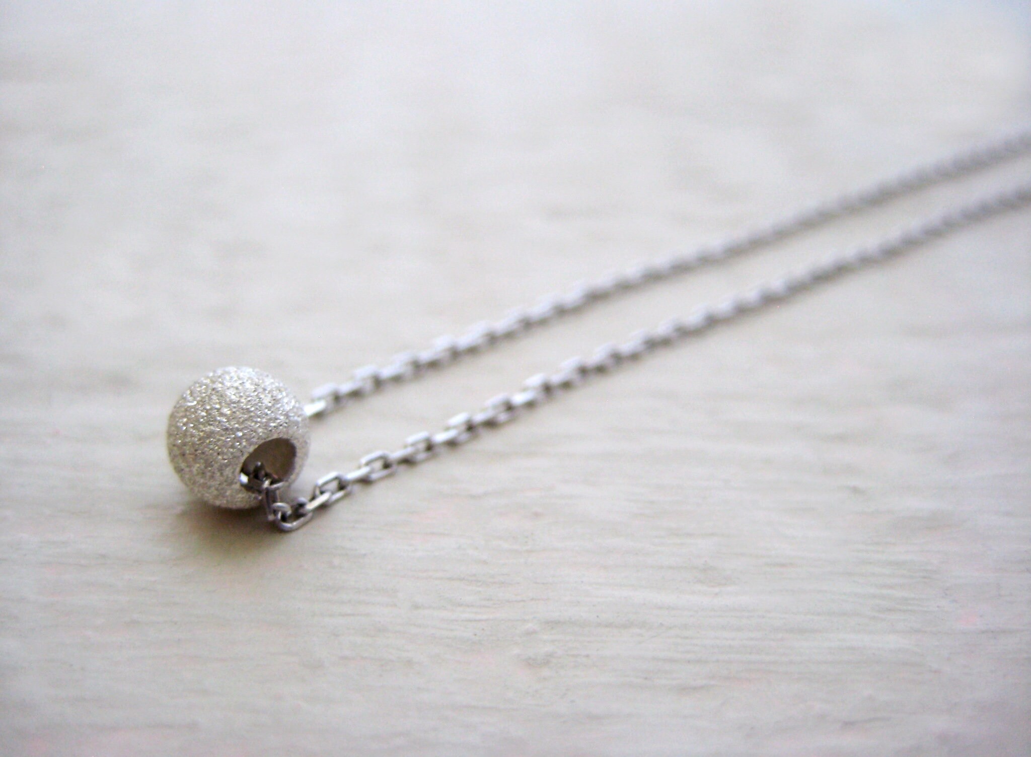 Sparkle Bead Necklace Sterling Silver Bead, Stardust Bead Necklace ...