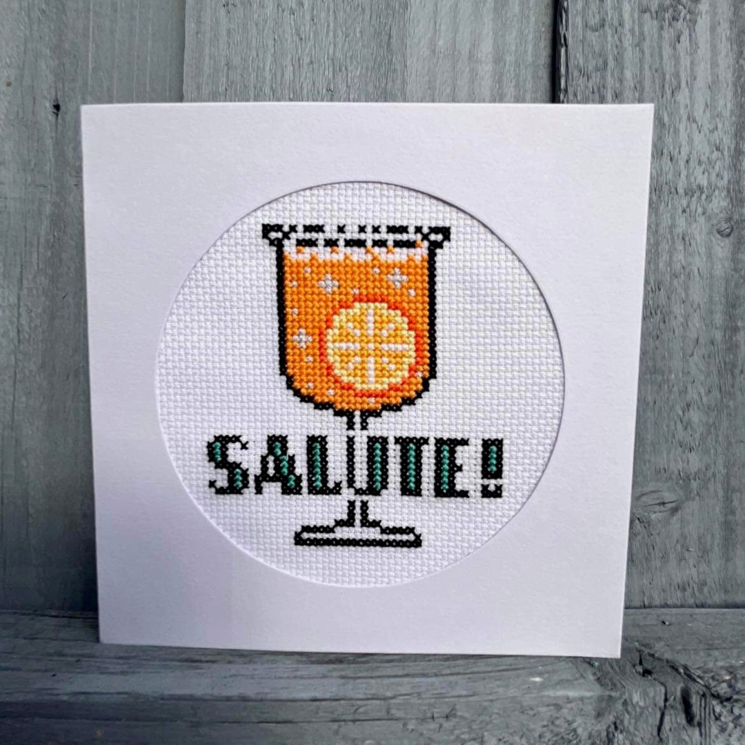 Italian Aperol Spritz Cocktail - Cross Stitch Card Making Kit - Salute ...