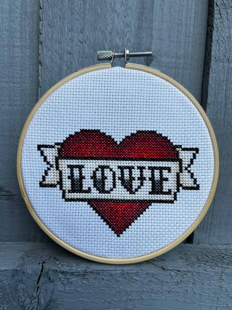 Love Red Tattoo Heart Cross Stitch Pattern PDF - Etsy