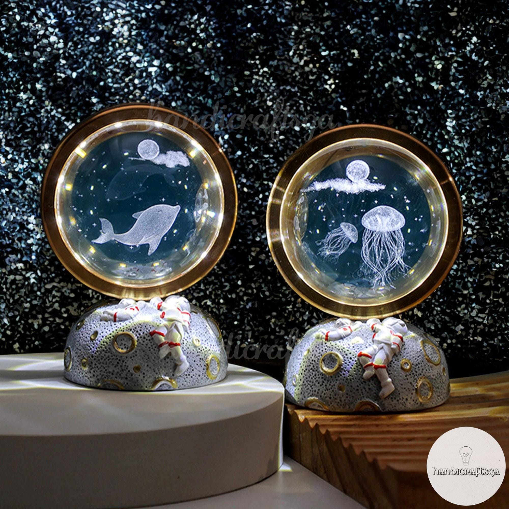 Dolphin Planet Lamp, Milky Way Planet Lamp, Space Snow Globe, 3D ...