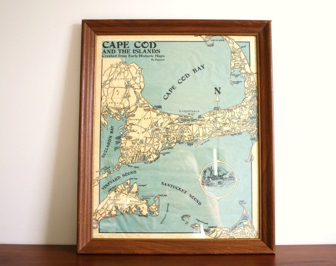 Vintage Framed Cape Cod Map - Etsy
