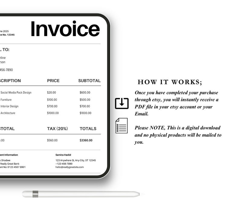 Minimalist Invoice Template, Professional Bill Format, Business Receipt ...