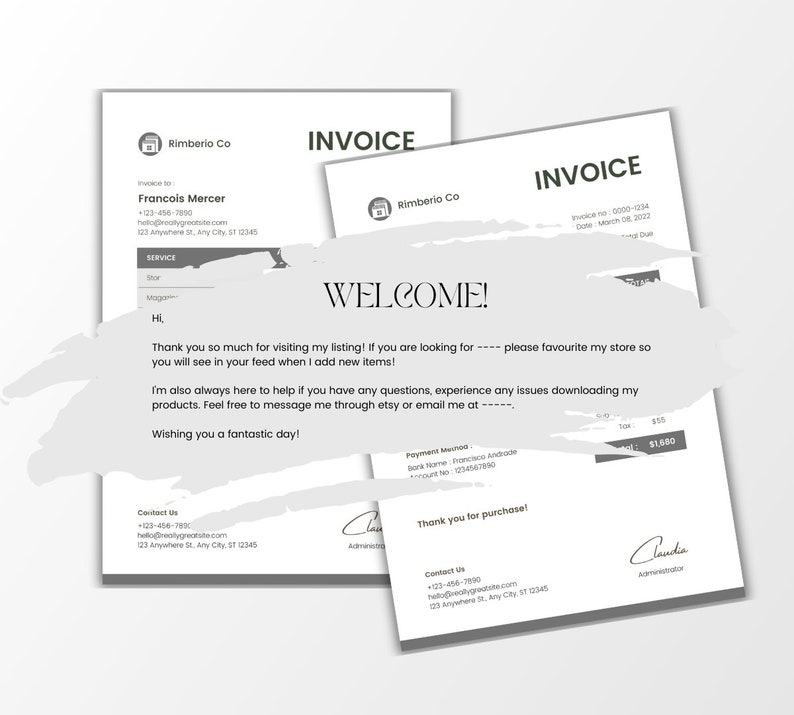 Simple Invoice Template, Clean Billing Sheet, Easy-to-use Receipt ...